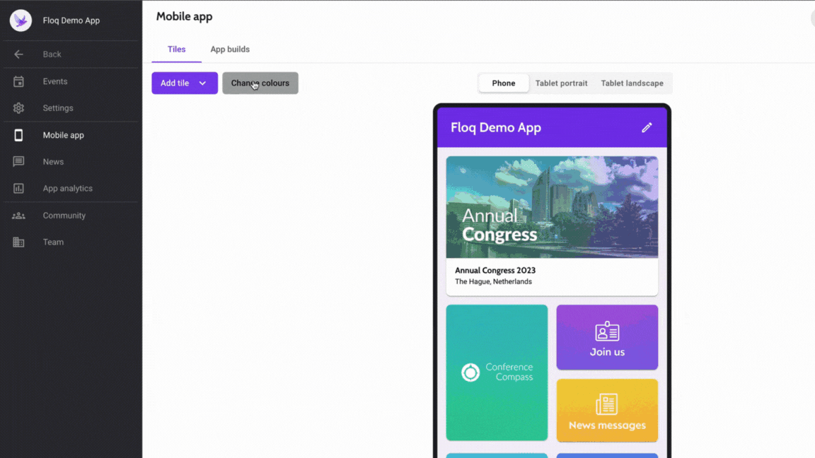 Set up the Floq mobile app tiles