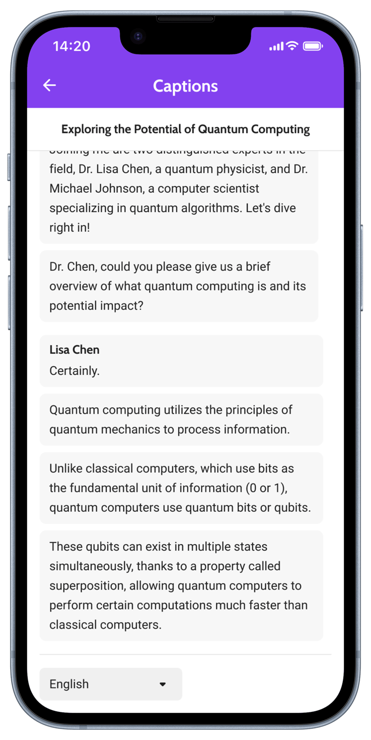 Enable live captions in your sessions