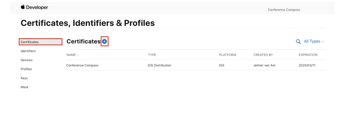 Creating iOS certificates for publishing to the App Store